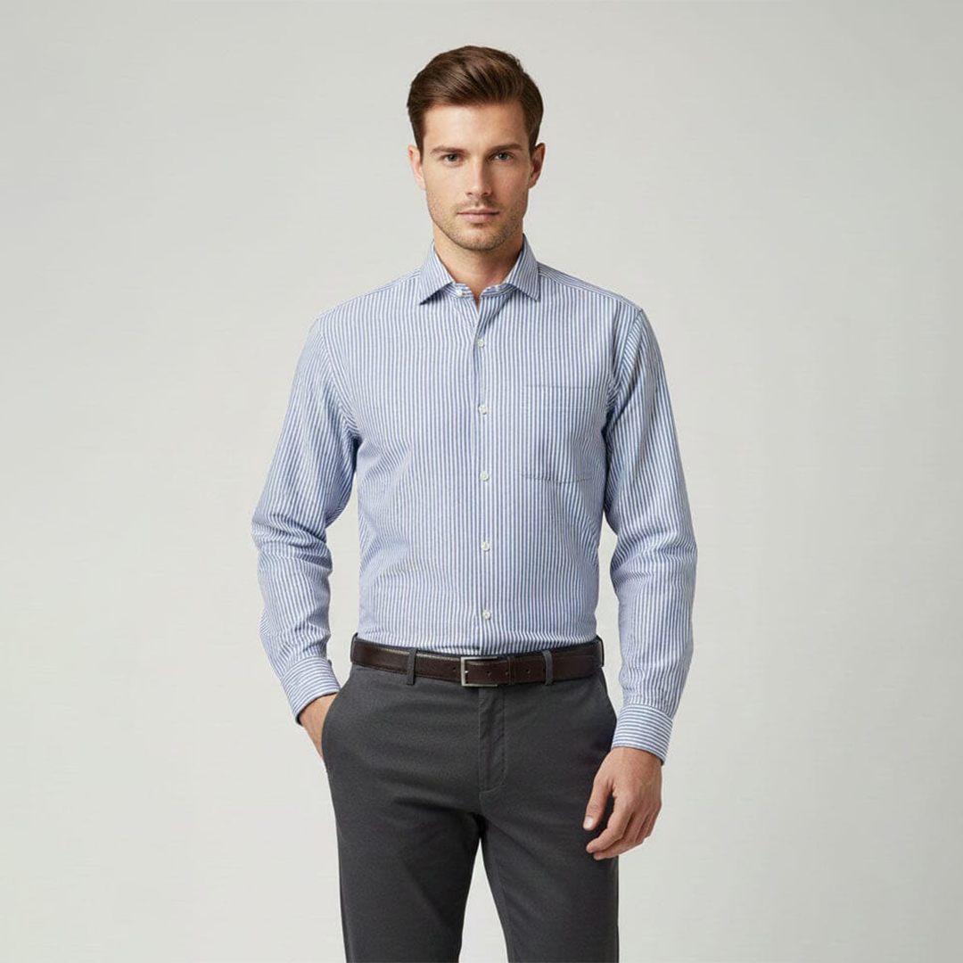 Eternity Men's Striped Slim Fit Formal Shirt